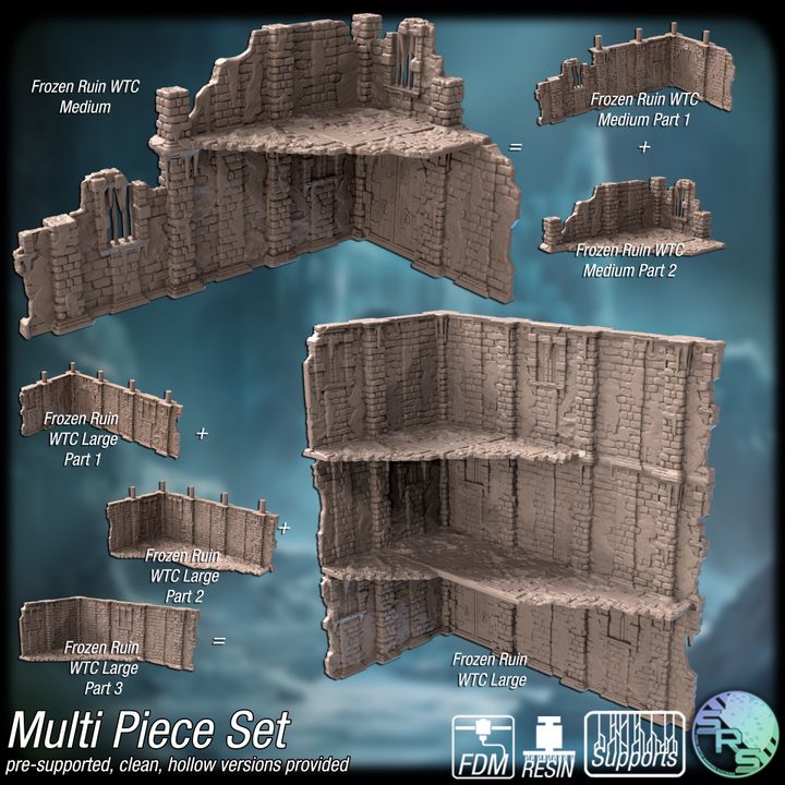 3D Printable Frozen Ruins Terrain Set by SRS Studios